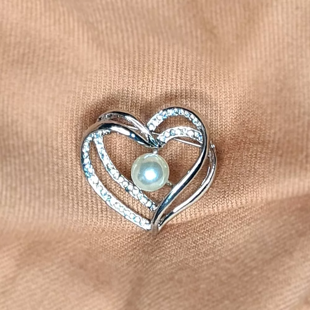 Duplo Srce Boje Srebro - Glam Brooch
